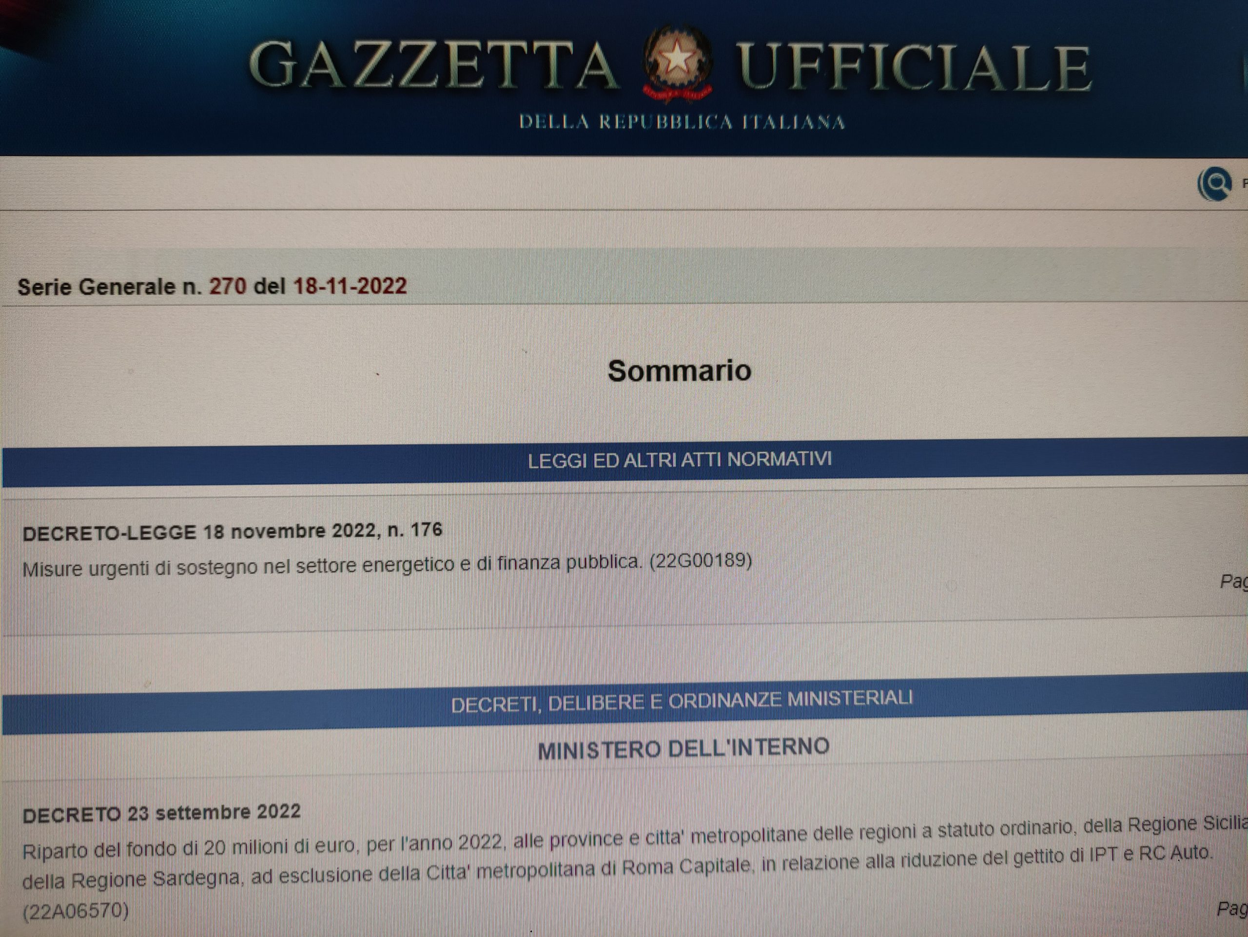 Pubblicato In Gazzetta Ufficiale Il Decreto Legge Aiuti Quater Non